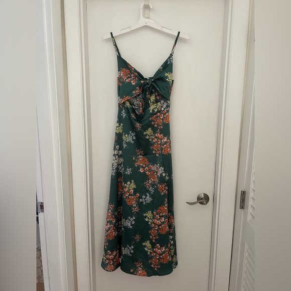 Dresses | Toperth Satin Floral Split Chest Knot Cutout Midi Dress ...